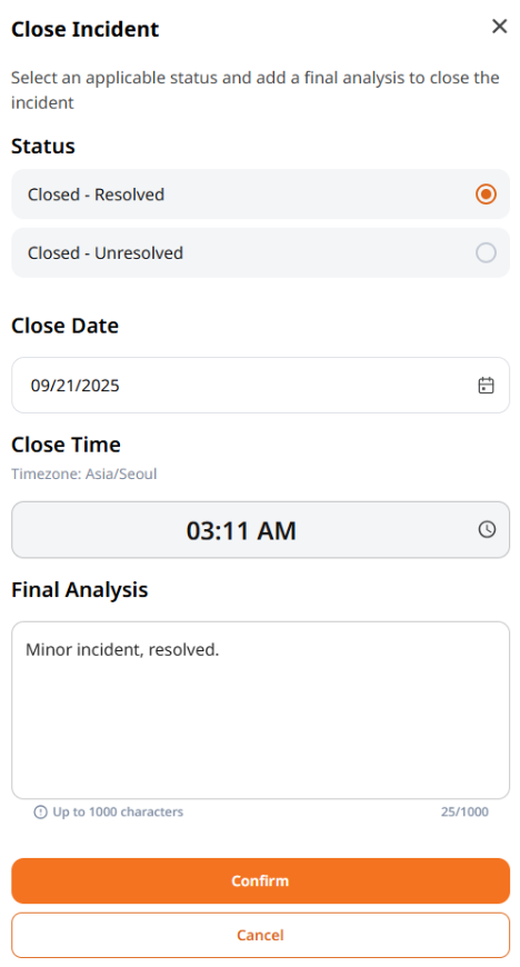 OnCloud: How do I close an incident? – Hanwha Vision Support Portal